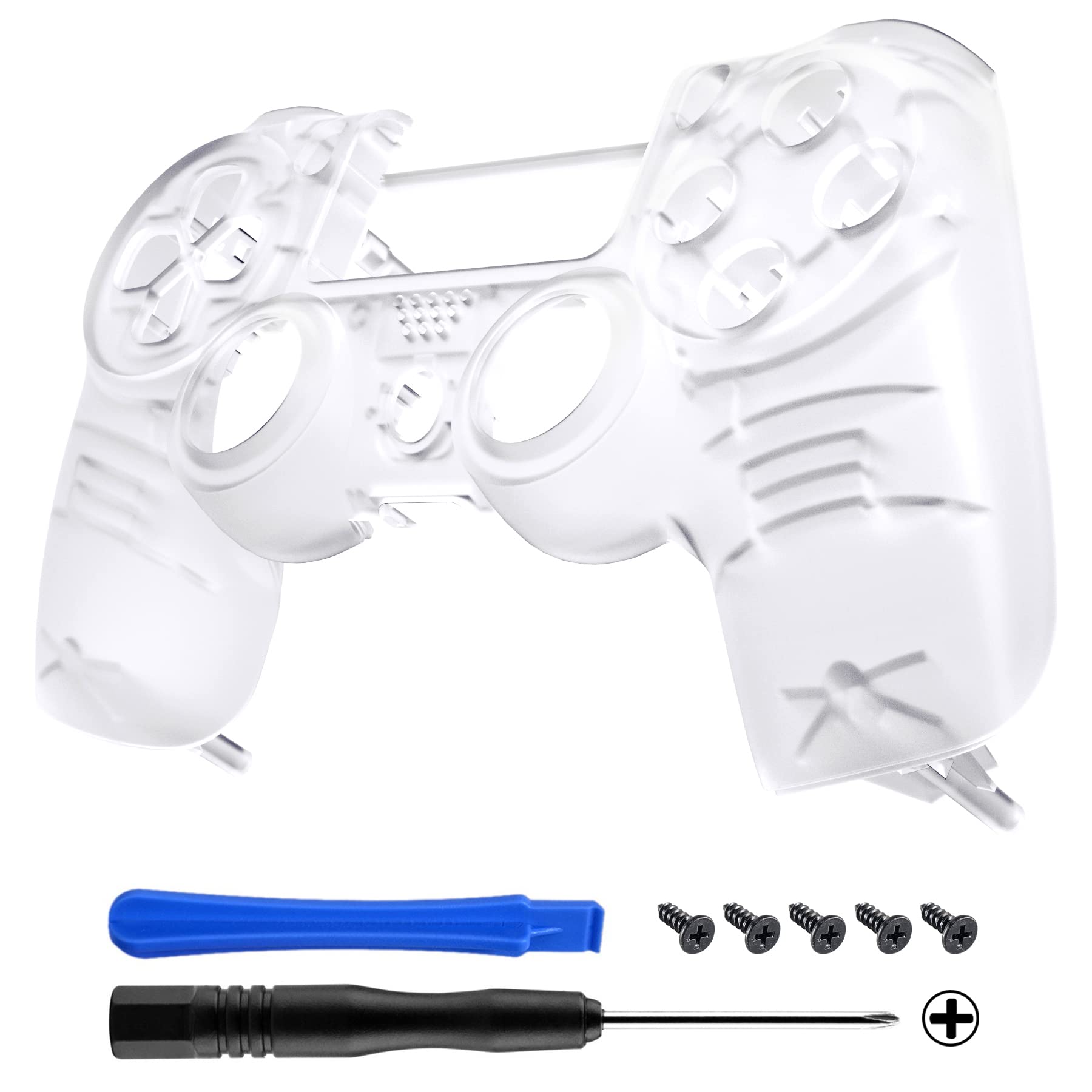 eXtremeRate Foggy Clear Faceplate Cover, Soft Touch Front Housing Shell Case, Comfortable Replacement Kit Compatible with ps4 Slim Pro Controller JDM-040/050/055 - Controller NOT Included