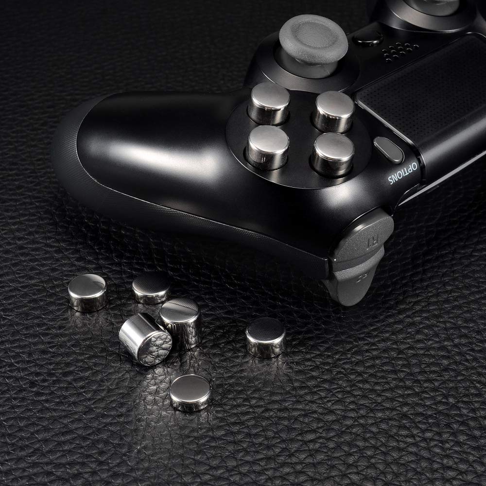 eXtremeRate Magnetic Metal Bullet Buttons for PS4 Controller, Adjustable Action Buttons, Replacement Parts Repair Kit for PS4 Slim Pro Controllers (20 in 1)
