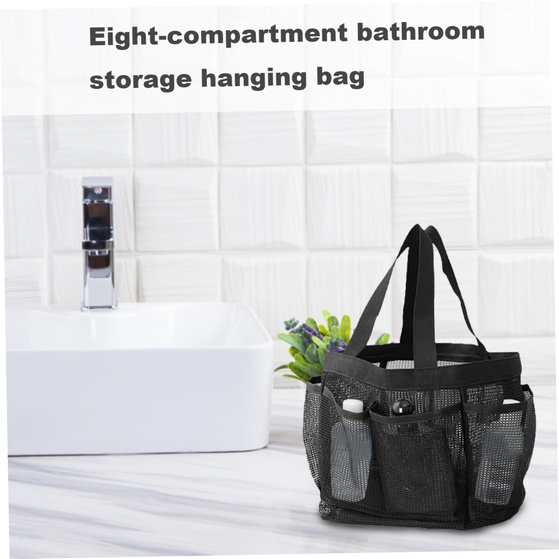Bathroom Organizer Mesh Shower Caddy Portable Bathroom Organizer Lightweight Oxford Cloth Shower Caddy Dorm with 8-Pocket Versatile Shower Bag 22 x 22 x 22cm Black