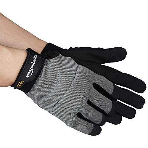 Amazon Basics Flex Grip Work Gloves - Large, Gray
