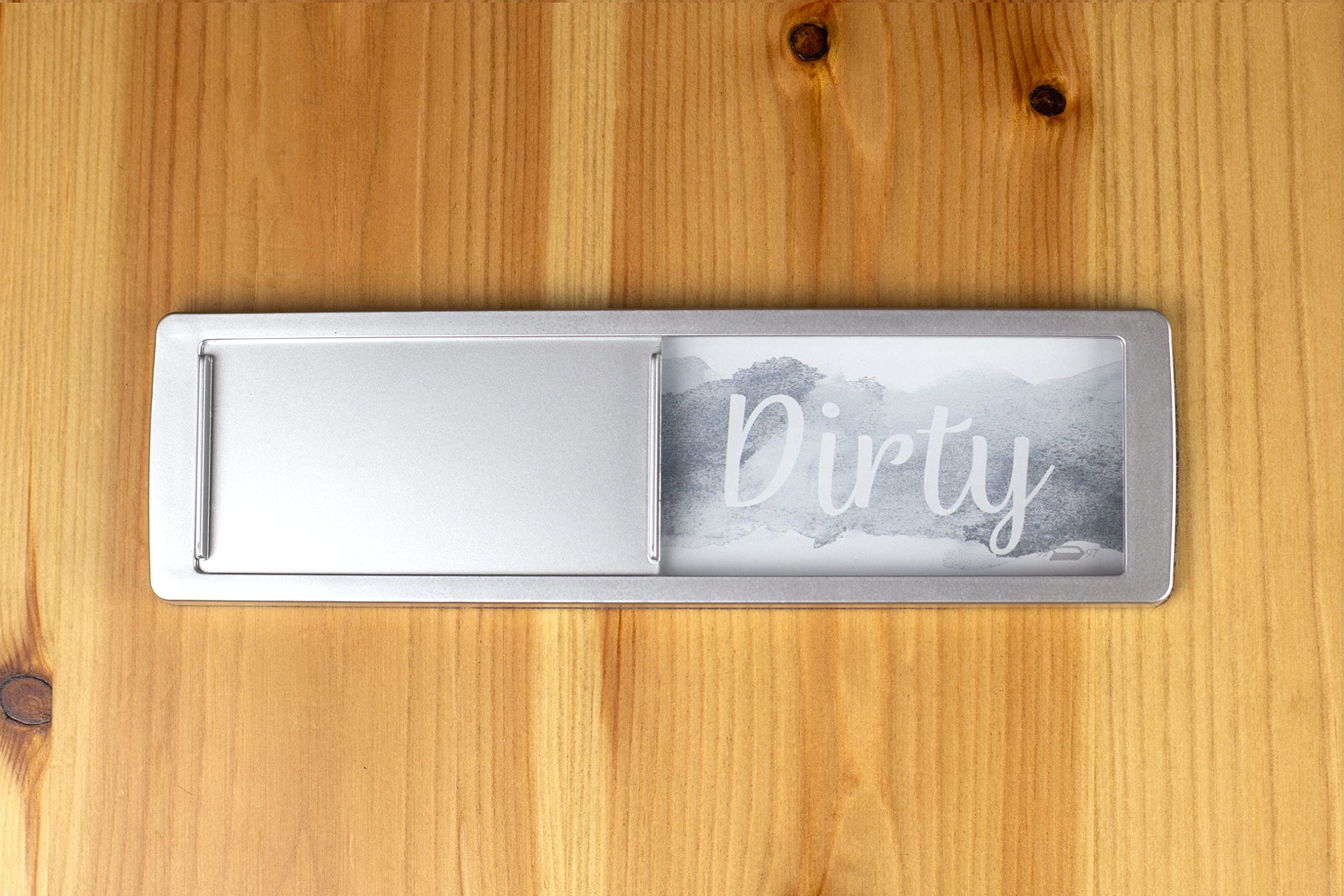 Aqua & Gray Sliding Clean Dirty Magnet for Dishwasher, Strong Dirty Clean Dishwasher Magnet, Aqua Watercolor Dish Indicator with 2 Adhesive Stickers