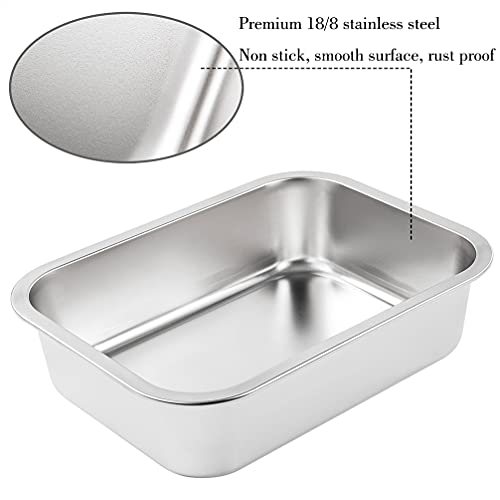 Yangbaga Stainless Steel Litter Box for Kittens, 4 in Height Easy Entry, Odor Control, Non Stick, Easy to Clean,Litter Box for Rabbits, Ferrets,Guinea Pigs and Hamsters (16'' x 12'' x 4'')
