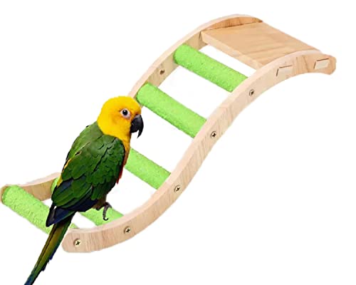 Bird Ladder, Hosrnovo Wooden Green Parakeets Toys, 12.6Inch Bird Perches, Pet Cage Accessories for Cockatiels Budgie Conure Lovebirds Canary Hamster