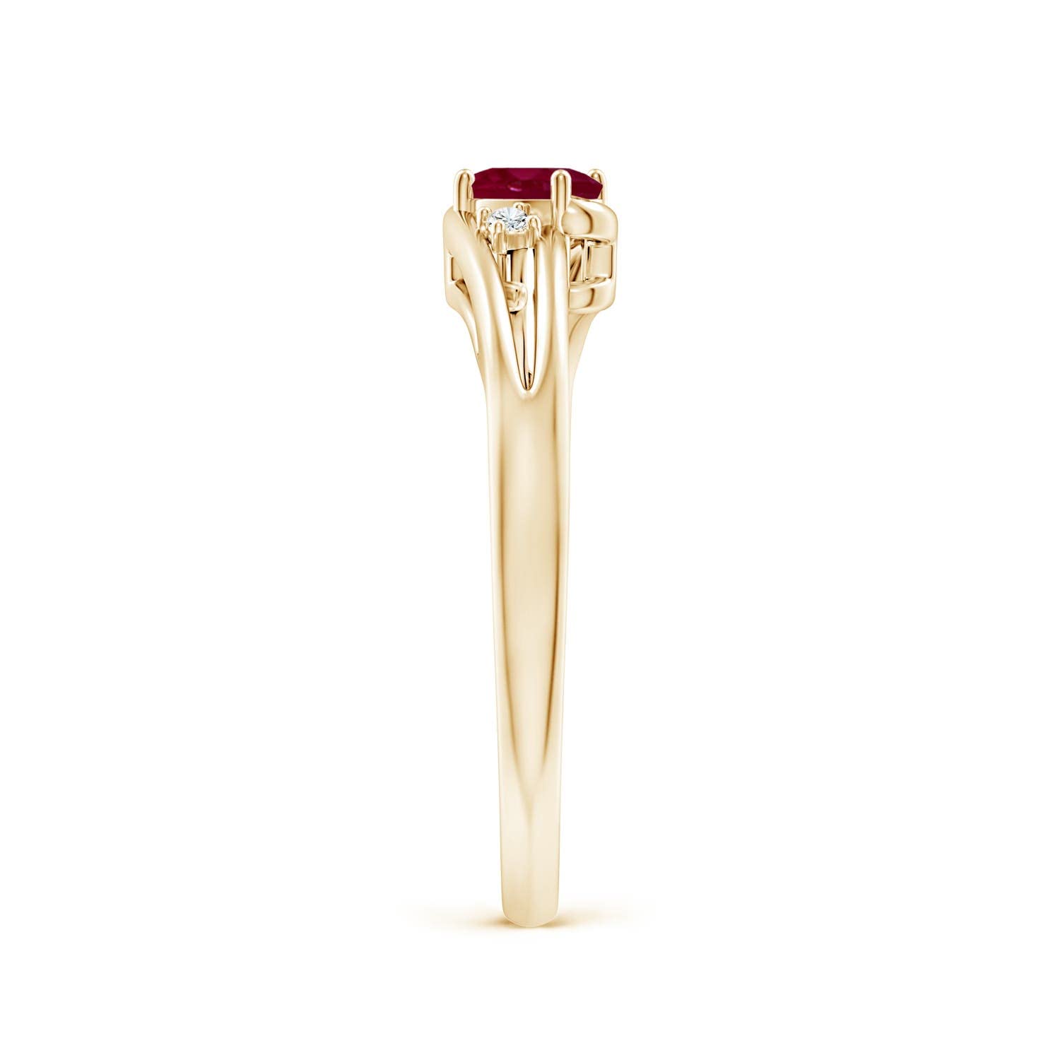 Angara Natural Ruby Engagement Ring For Women with Diamond in 14K Yellow Gold (Stone Size-5x3mm, Stone wt-0.25, Ring Size-9) - July Birthstone Jewelry Gift