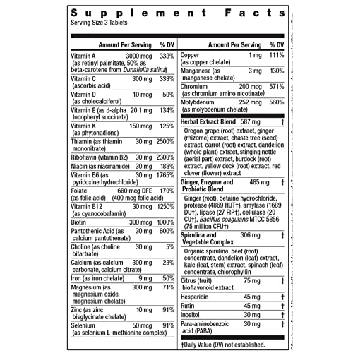 Rainbow Light Multivitamin for Teens, Vitamin C, Zinc, & B Complex, Supports Brain Health, Nerve Function, and a Strong Immune System, Gluten Free, Vegetarian, Fruit Punch, 90 Tablets