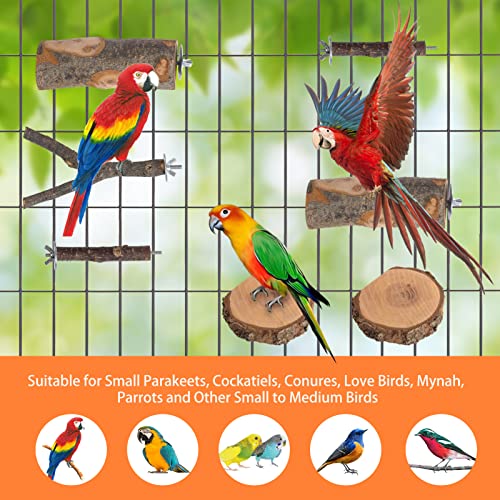 Bird Perches Parakeet Cage Accessories - Natural Wooden Parrot Stand Branch Budgie Bath Mirror Hammock Winter Warm Hanging Nest Hut Cockatiel Water Feeder Dispenser