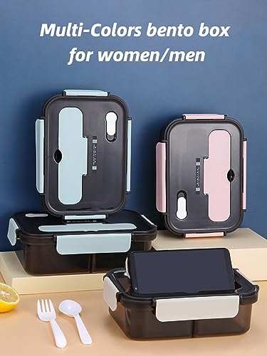 Bento Box Adult Lunch Box, 1600ML Bento Lunch Containers for Adults, Modern Minimalist Design Bento Box with Utensil, Leak-Proof Lunchbox Bento Box for Dining Out, Work, Picnic, Pink