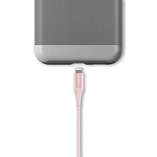 Amazon Basics iPhone Charger Cable, Nylon USB Type A to Lightning, MFi Certified, For Apple iPhone 142, 13, 12, 11, X, Xs, Pro, Pro Max, Plus, iPad, 10,000 Bend Lifespan, 6 feet, 2 Pack, Rose Gold