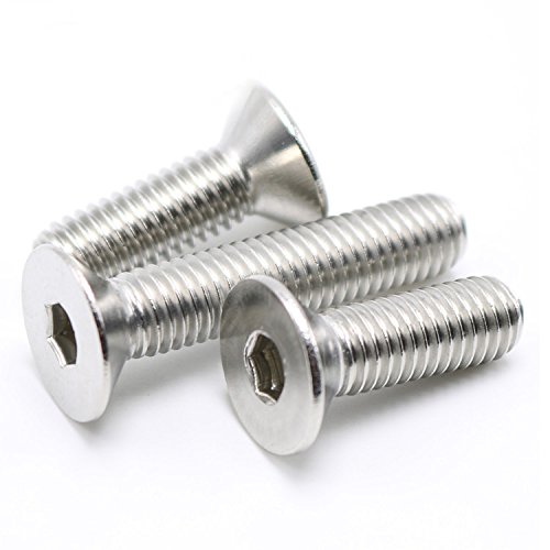 M2 x 4mm Flat/Countersunk Head Socket Screws,Pack 100-piece,Stainless Steel,Full Thread,Right Hand,Metric