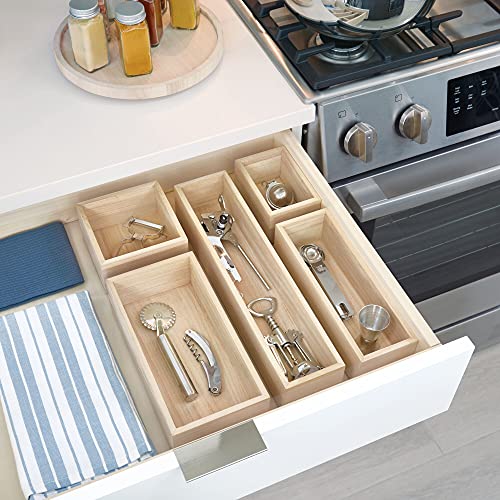 iDesign Renewable Paulownia Wood Collection Drawer Organizer Bin, 5" x 5" x 2.5", Natural