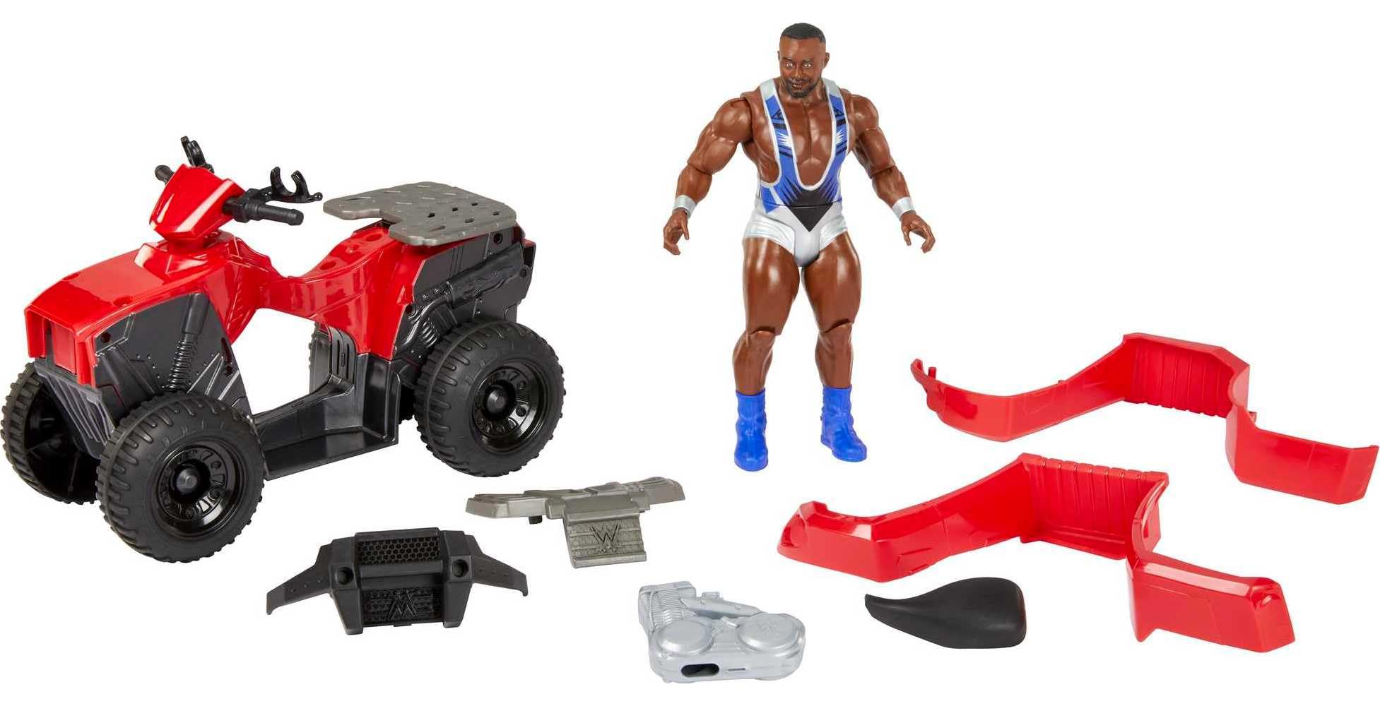 Mattel WWE Wrekkin' Slam & Spin ATV Vehicle & Action Figure Playset with Toy 4-Wheeler & Big E 6-inch Collectible, Launching Action & Breakaway Parts