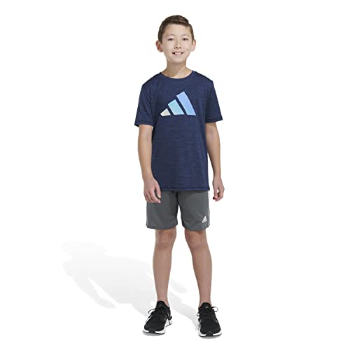 adidas Boys' Big Moisture-Wicking Athletic T BoS Logo Short-Sleeve Tee Shirts, Collegiate Navy Heather, M(10/12)