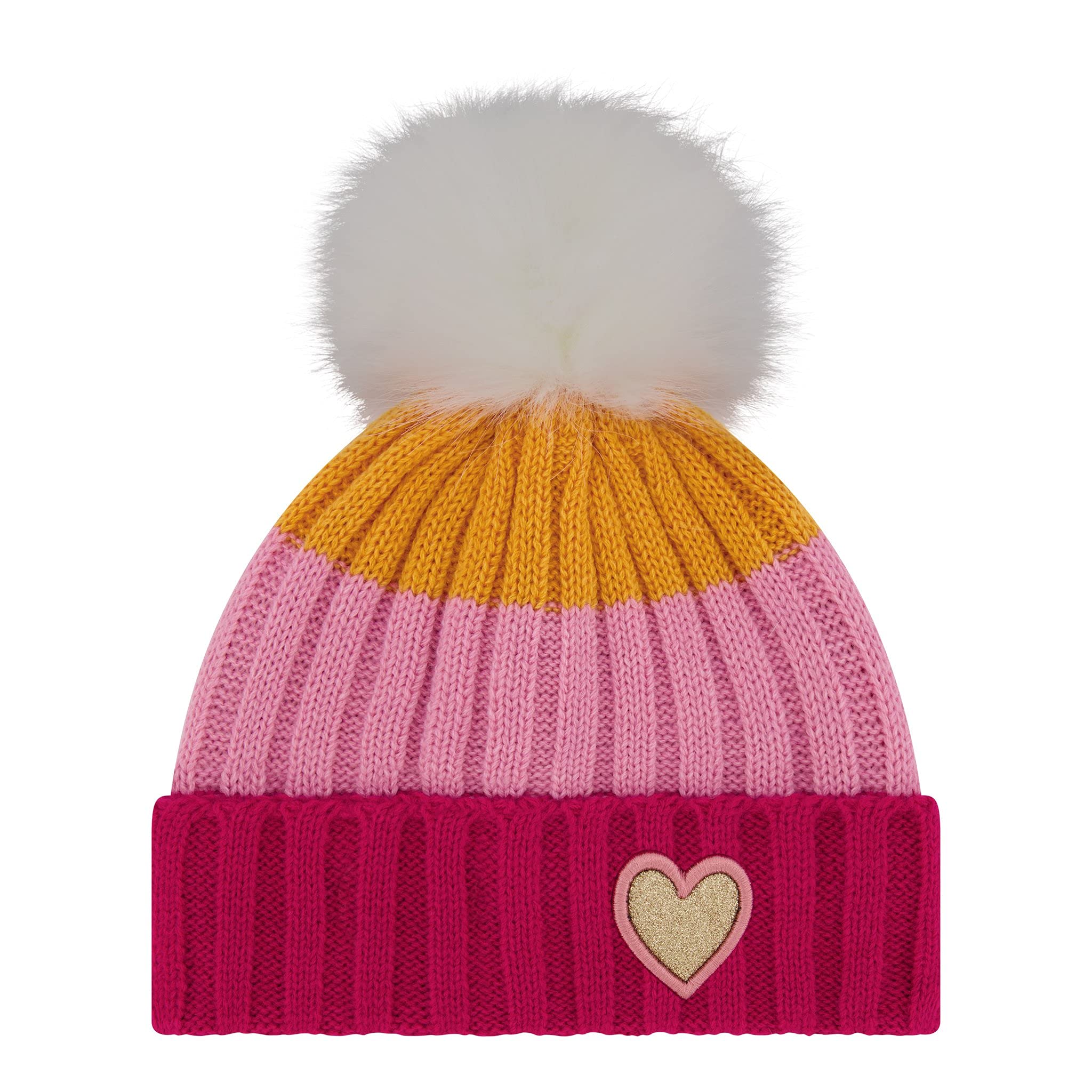 Andy & Evan Girls' Winter Hat and Gloves Set, Fleece Lined and Warm, Essential Winter Accessories for Kids, Size 2/4T, Pink with Heart