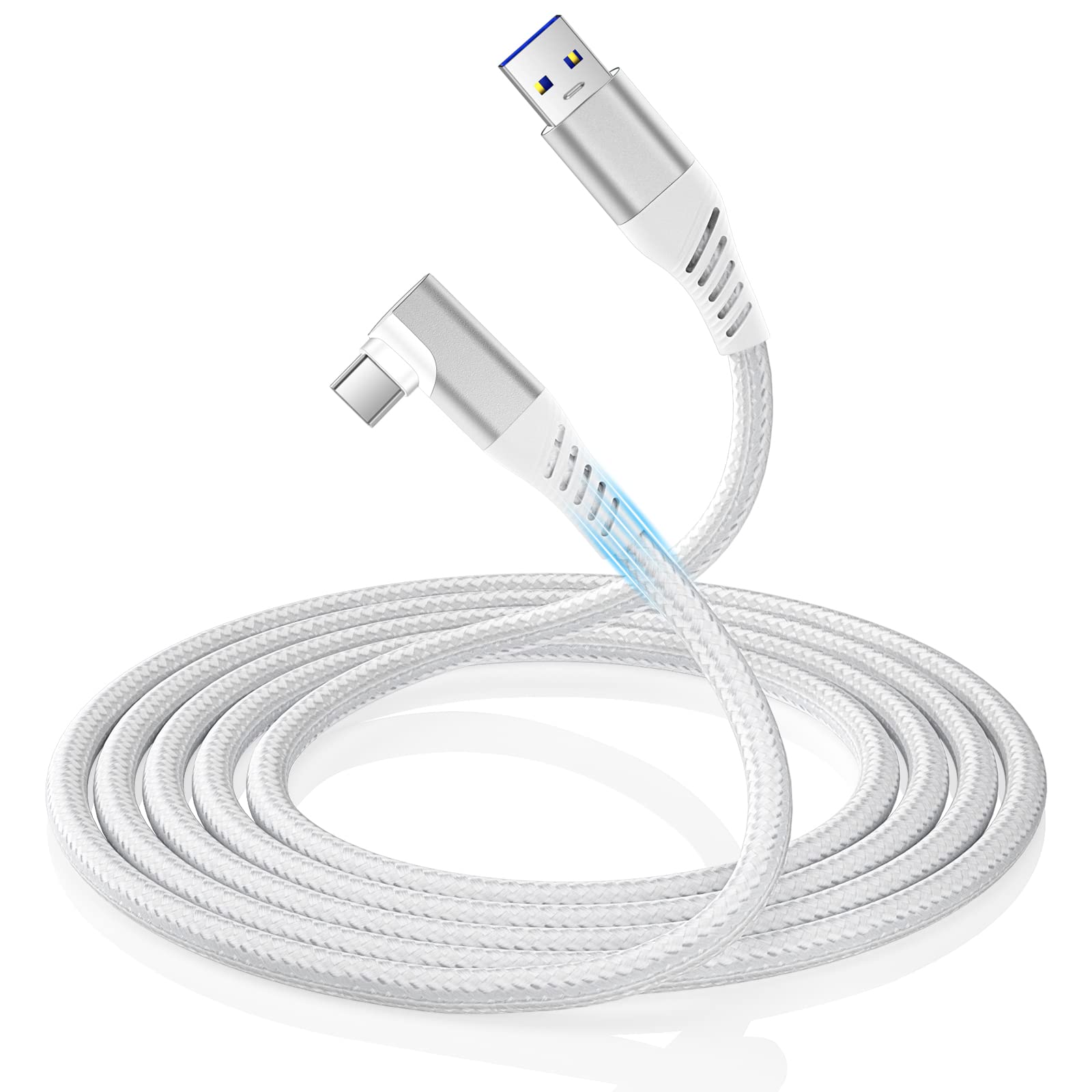 Deegotech Link Cable 16FT Compatible with Oculus Quest 2/Quest Pro, Durable Nylon Braided USB 3.0 to USB C Cable, 5Gbps Data Transfer & Fast Charging for VR Headset, Gaming PC Steam, White(5m)