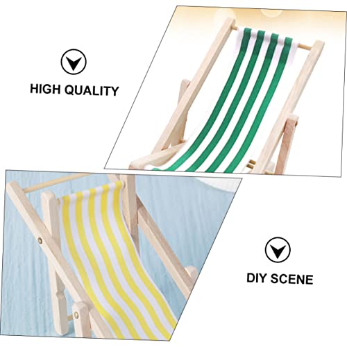 Homoyoyo 2pcs Deck Chair Model Mini Folding Chair Decorative Outdoor Decor Outdoor Tables and Chairs Mini Deck Chair Mini Foldable Recliner Mini Furniture Simulation Recliner Model Green