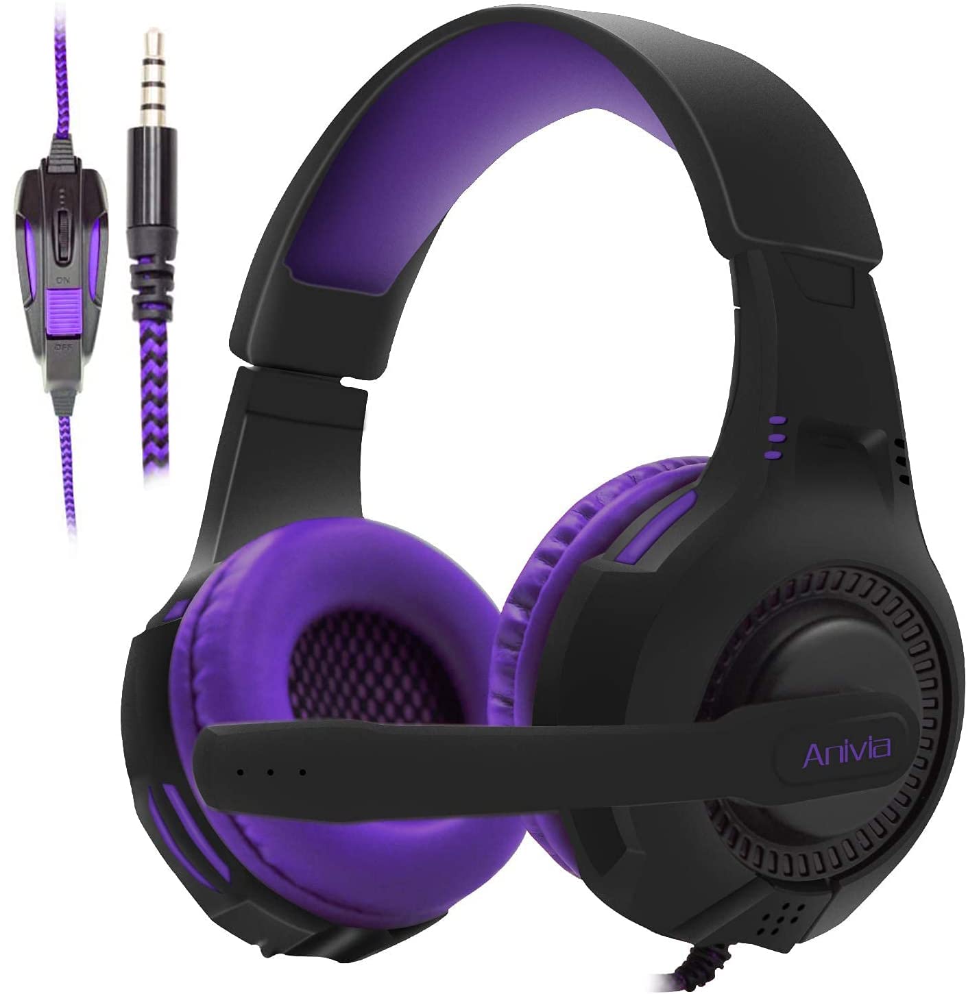 Anivia PS5 Gaming Headset, PC Gaming Headset for PS4, Stereo Gaming Headphone Compatible with Xbox One,PS4,PC, Mac, Laptop, Android,Smartphone, Tablet,Purple