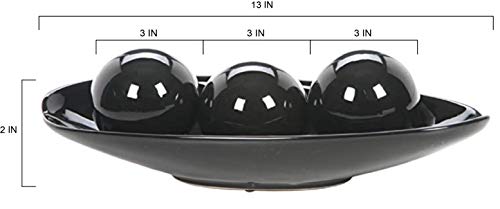 Hosley Decorative Bowl and Orb Set. Ideal Gift for Weddings Special Occasions and for Decorative Centerpiece in Your Living Dining Room (Black)