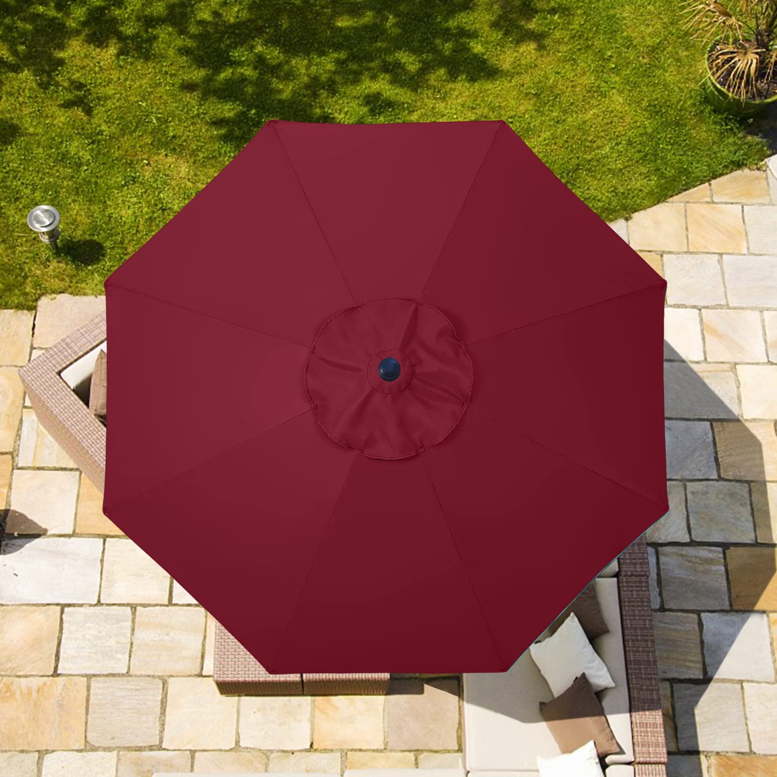 ABCCANOPY 10ft Outdoor Umbrella Replacement Top Suit 8 Ribs (Burgundy)