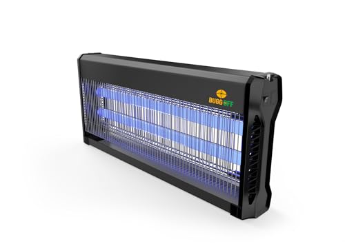 BUGGOFF Black Modern Indoor Electric Bug Zapper, 2000 SQFT Coverage, 3500 Volts of Stunning Power, 40 Watts, Kills Mosquitos Gnats, Flys & More. 10 Year Warranty, X2 Free Replacment Bulbs