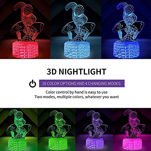Night Light for Boys and Girls ,XXMANX 3D Nightlight Bedside Lamp 7 Colors Changing Touch & Remote Control Boys Toys Christmas Gifts for Men Kids (Remote & Touch