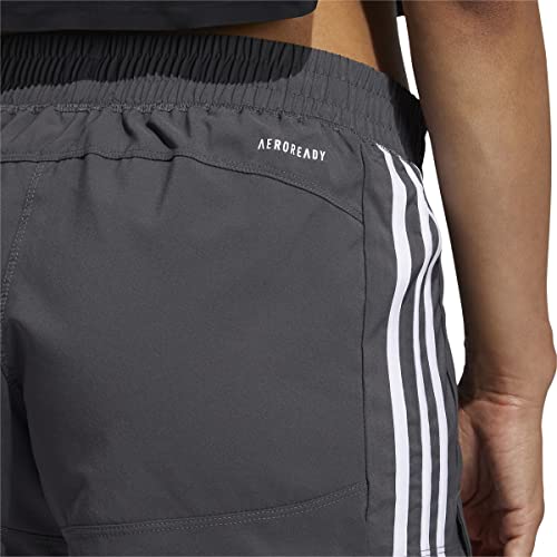 adidas Women's Pacer 3-Stripes Woven Shorts, Grey Six/Black, Large