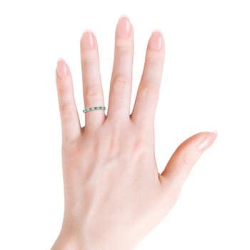 Angara U Prong Emerald and Diamond Half Eternity Wedding Band for Women in 14K White Gold (2mm Emerald) - May Birthstone