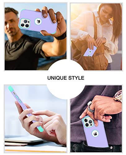 BENTOBEN iPhone 13 Pro Max Case, Phone Case iPhone 13 ProMax 6.7, Heavy Duty 2 in 1 Full Body Rugged Shockproof Protection Hybrid Hard PC Bumper Drop Protective Girls Women Boys Men Cover, Purple/Mint