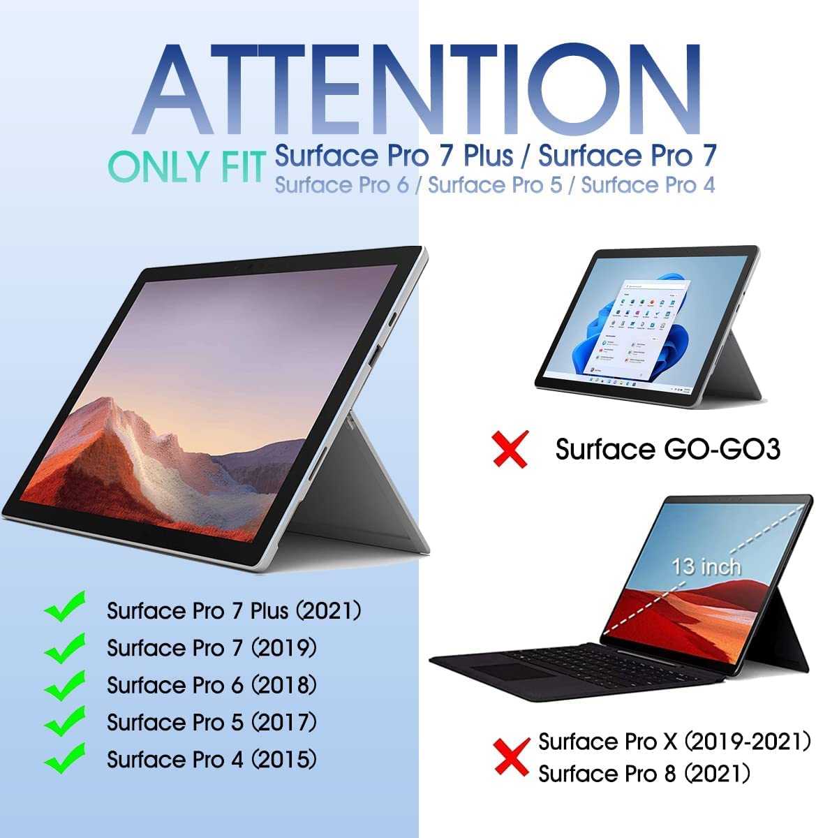 Backlit Keyboard Case for Microsoft Surface Pro 7 Plus, Pro 7, Pro 6, Pro 5th, Pro 4 12.3 Inch Tablet, Wineecy 7 Colors Backlight Magnetic Detachable Wireless Keyboard with Premium PU Cover Case