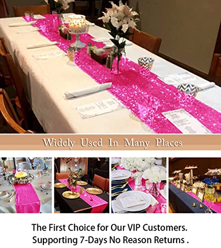 Hot Pink Table Runners Pack of 2 Home Decor Sequin Table Runner Fuchsia 12 by 108 in Wedding Graduation Party Supplies -0214S