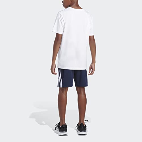 adidas Boys' Little Short Sleeve Cotton Camo BoS Logo T-Shirt, White with Blue, 5
