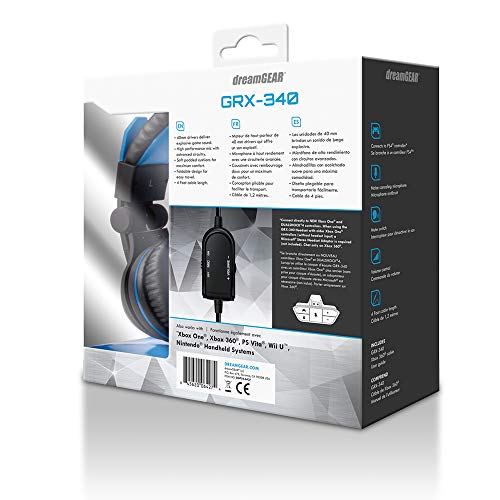 dreamGEAR Grx-340 High Performance, Wired Stereo Gaming Headset for PS5/PS4: 40mm Drivers, Compatible with Xbox One/Series X and S/Switch