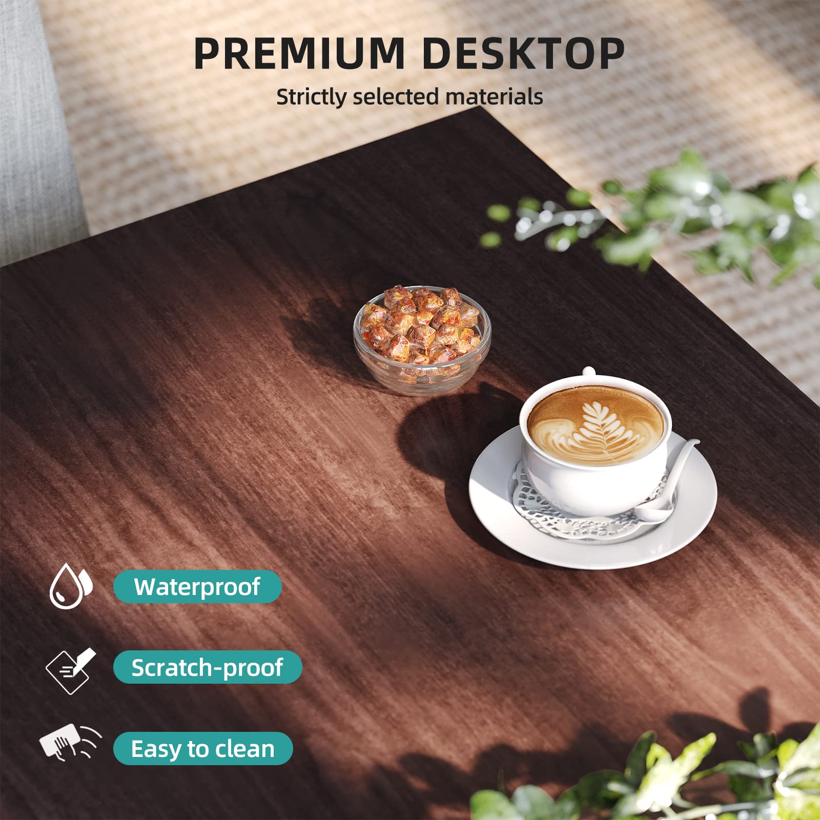 YITAHOME 2-Tier Square Coffee Tables with Storage,Coffee Table for Living Room,Center Table Coffee Table for Home,Wood Living Room Table Industrial Small Farmhouse Cocktail Table, Espresso