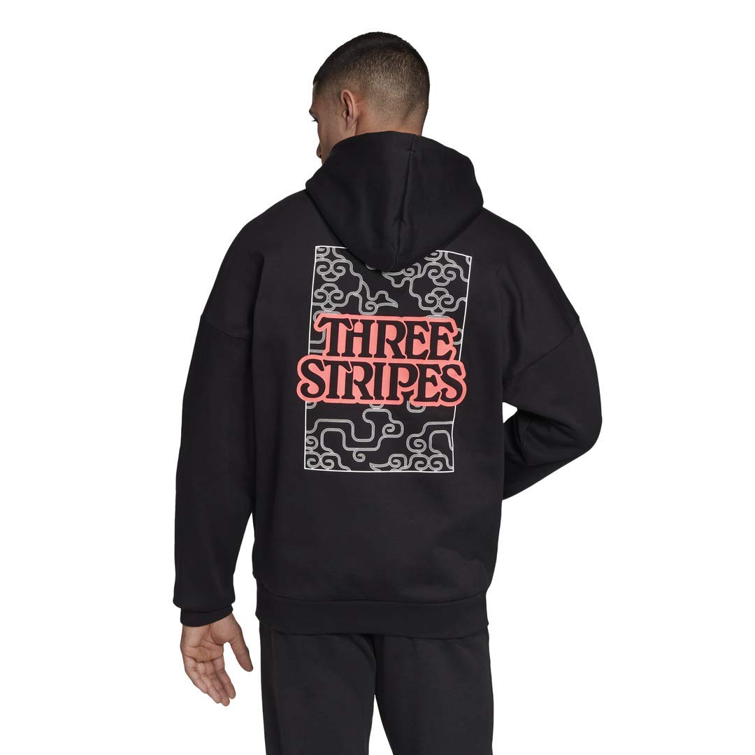 adidas mens 3-Stripes Cloud Fleece Hoodie Black X-Large