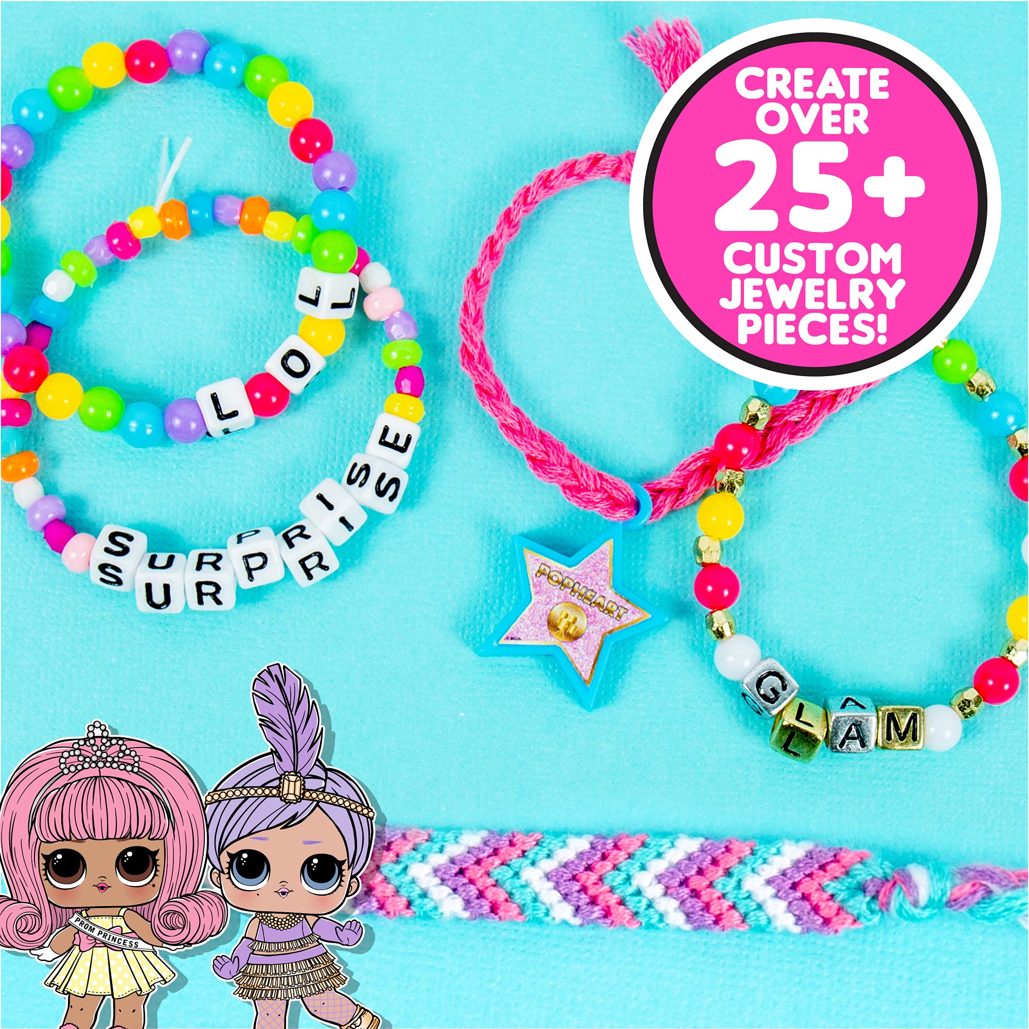 Horizon Group USA L.O.L. Surprise! Surprise Jewelry Case, Double Feature Series, Create Over 25 Custom Jewelry Pieces, Includes L.O.L. Surprise! Charms, 500+ Beads, Jewelry Storage Case & More