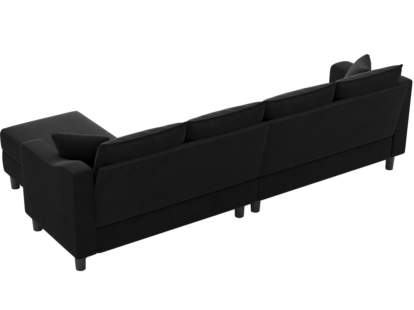 Belffin Velvet Convertible Sectional Sofa L Shaped Couch Reversible Sectional Sofa with Chaise Velvet 4 Seat Sectional Sofa (Black)…
