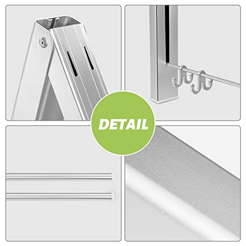 LIVEHITOP Wall Mounted Clothes Rack 2 Pcs, Folding Coat Hanger Dryer Hanging Rail Rod Wardrobe Hooks for Bathroom Balcony RV Indoor Outdoor (Silver, Rod)