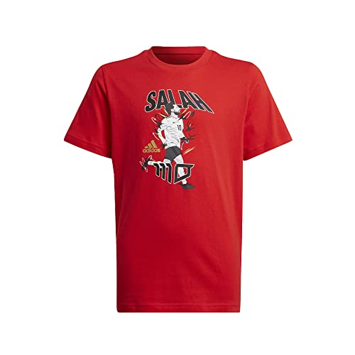 adidas Boys' Salah Football Graphic Tee, Vivid Red, Small