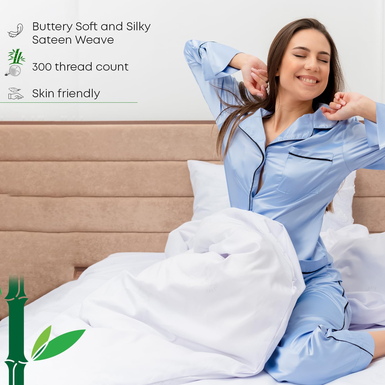 Linenwalas Duvet Cover Set King Size - Viscose Derived from Bamboo Soft, Breathable, Light Weight, Cooling Comforter Cover with Zipper Closure and Corner Ties (King, Avocado Green)
