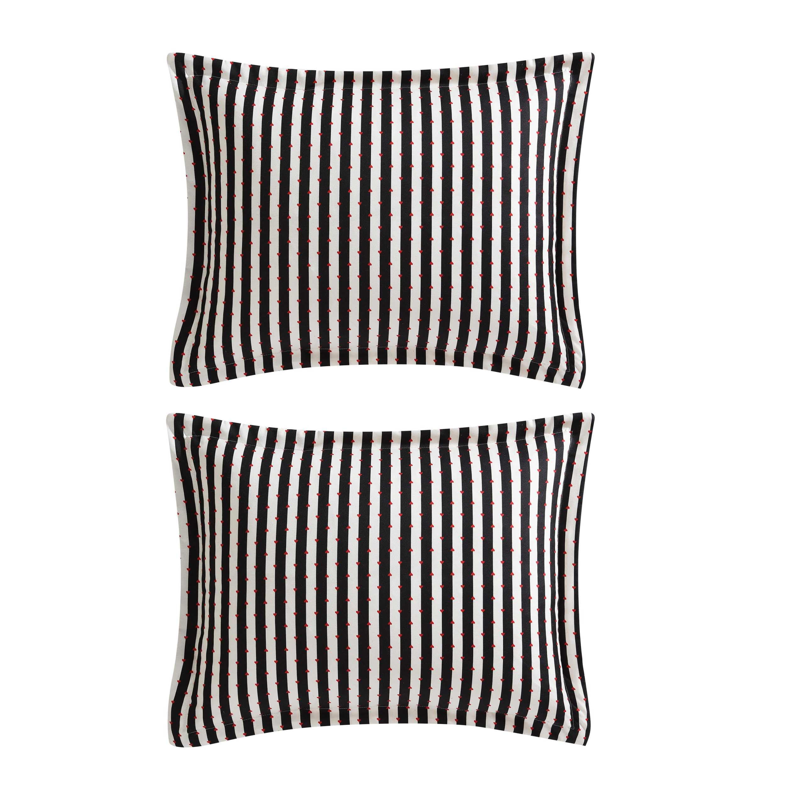 Betsey Johnson - King Duvet Cover, Soft Bedding Set with Matching Shams, Chic Home Decor (Wonderland Stripe Black, King)