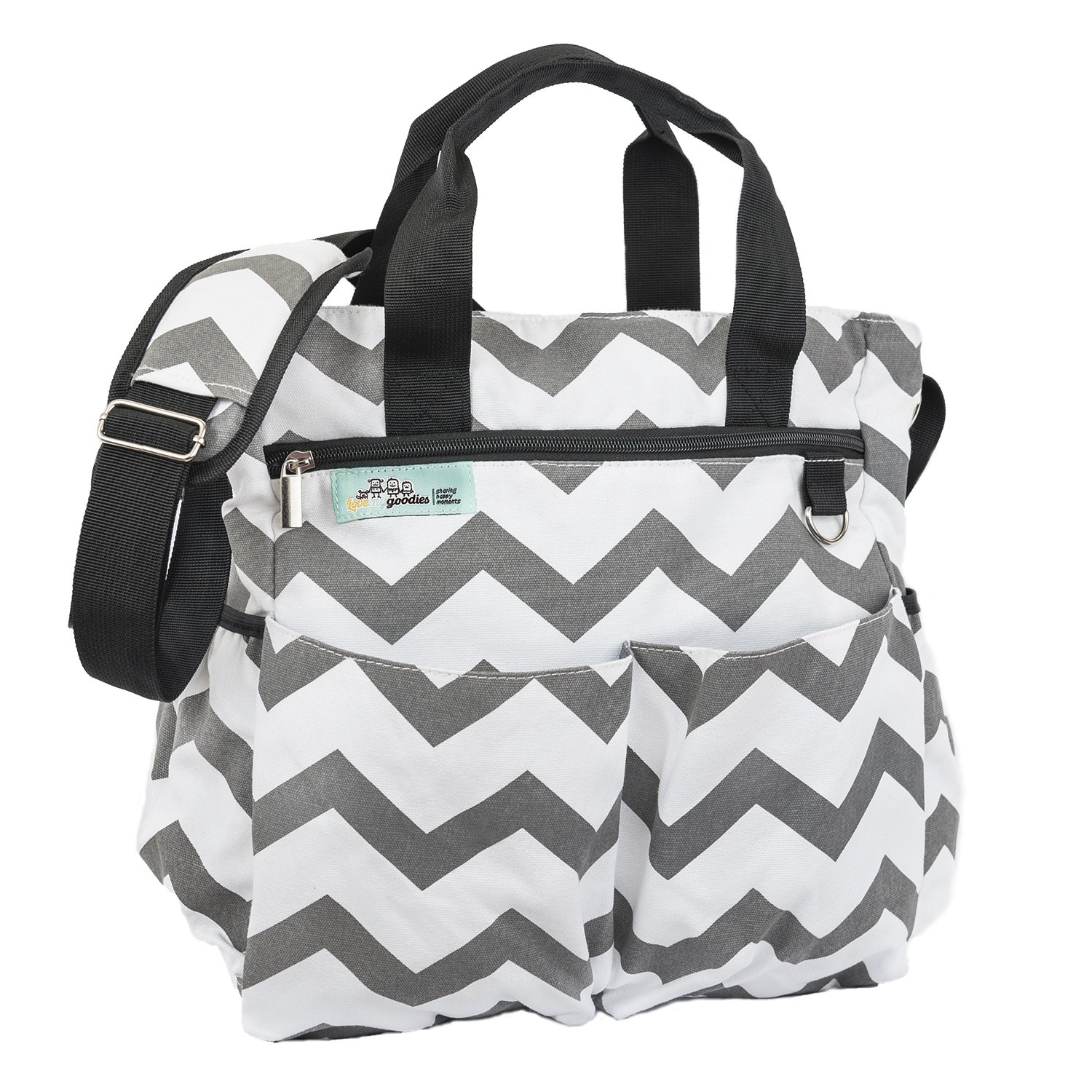Stylish Travel Diaper Bag Tote for Men and Women – Unisex, Multifunctional Design with Universal Stroller Straps, 9 Pockets FREE Wet/Dry Bag and Changing Pad by LoveMyGoodies