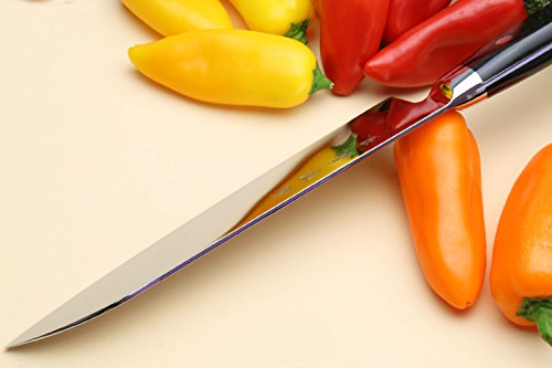 Yoshihiro High Speed Steel Santoku Multipurpose Chefs Knife (Black Pakkawood Handle) (7'' (180mm) & Saya)
