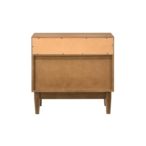 Armen Living Artemio 2 Drawer Wood Nightstand with Shelf in Walnut Finish
