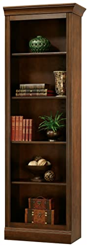 Howard Miller Oxford Right Return Wood Bookcase 920-004 – Saratoga Cherry Finish, Vertical Home Décor, Four Wood Shelves, Five Level Display Case, Adjustable Levelers