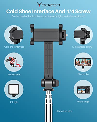 Portable Selfie Stick Tripod for iPhone - Versatile Selfie Stick Remote with Cold Shoe & 1/4" Screw, Phone Stand Tripod for iPhone 14 Plus 14 13 12 Pro Max Mini,Samsung Galaxy S22 Note 20, Pixel 6XL