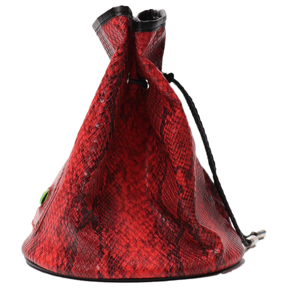 Grinning Gargoyle β Massive Dice Bag with 7 Pockets - 500 Die Capacity Die Pouch with 7 Pockets β Deluxe Dragon Skin Design with Eye (Red)
