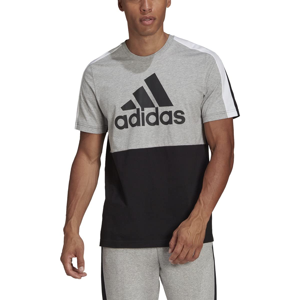 adidas Color-Block Tee Medium Grey Heather/Black XL