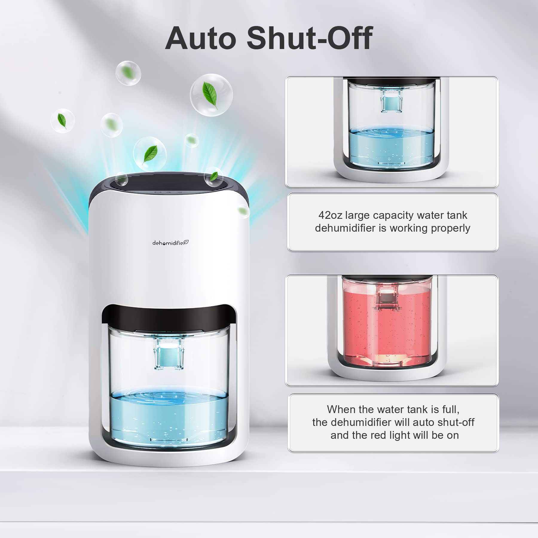 Dehumidifiers, JREAWD Portable Small Dehumidifiers for 320 Sq.Ft with Defrost Protection LED Light 40oz(1200ml) Ultra Quiet Dehumidifiers for Home Bedroom Bathroom Kitchen Closet Office RV