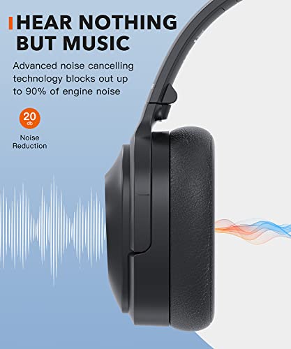 INFURTURE Q1 Active Noise Cancelling Headphones with Microphone,Wireless Over Ear Bluetooth Headphones, Deep Bass, Memory Foam Ear Cups, Quick Charge 40H Playtime, for TV, Travel