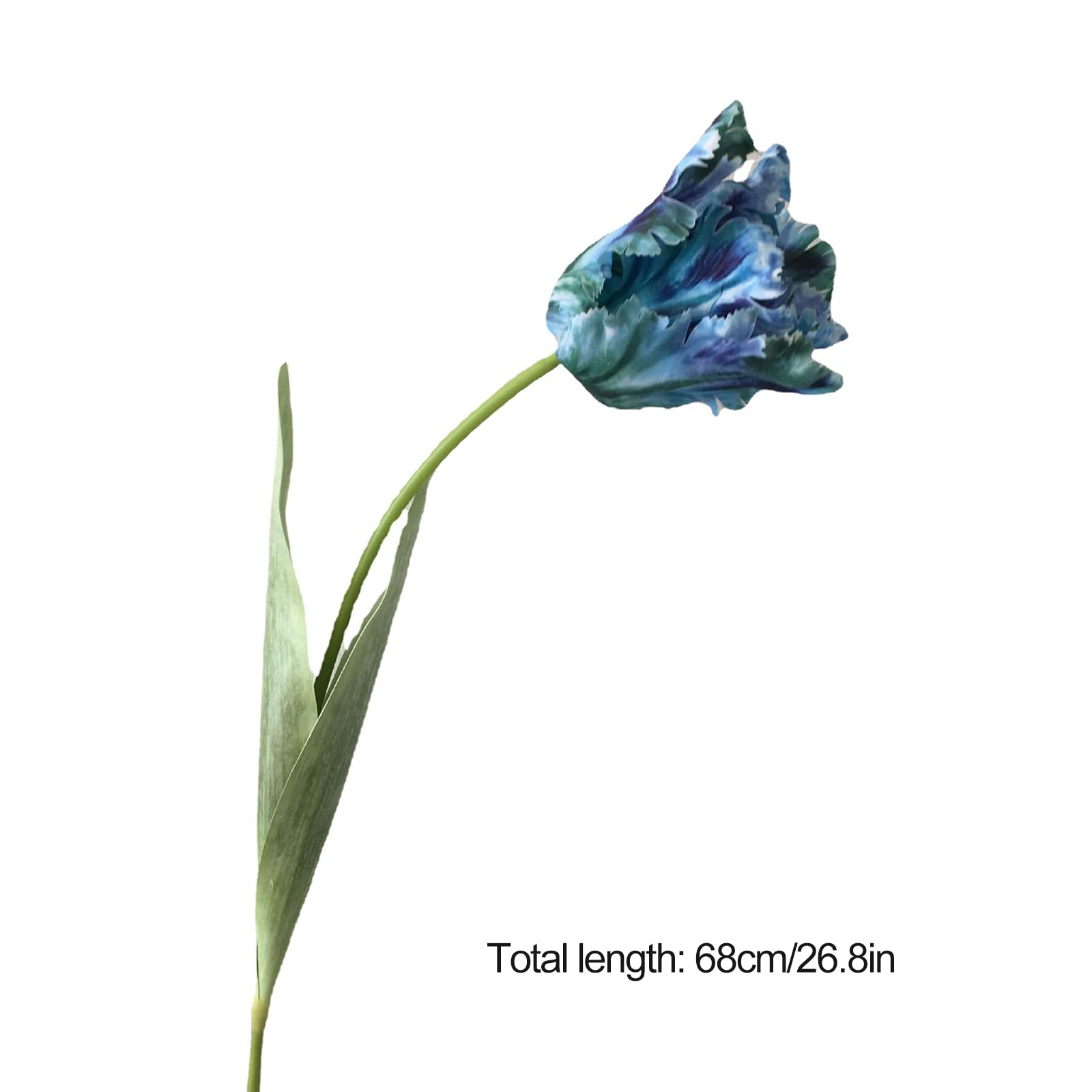 MISNODE 3PCS Artificial Parrot Tulip Flower Stems, Blue 27 Inch Parrot Tulip Bouquet, Single Head Silk Tulips Flower Branches for Wedding Bridal Bouquet Party Home Garden Decor