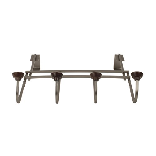 Spectrum Diversified Cambridge Over The Door 4 Hook Rack for Storage and Organization of Entryway Bedroom, Coffee/Graphite